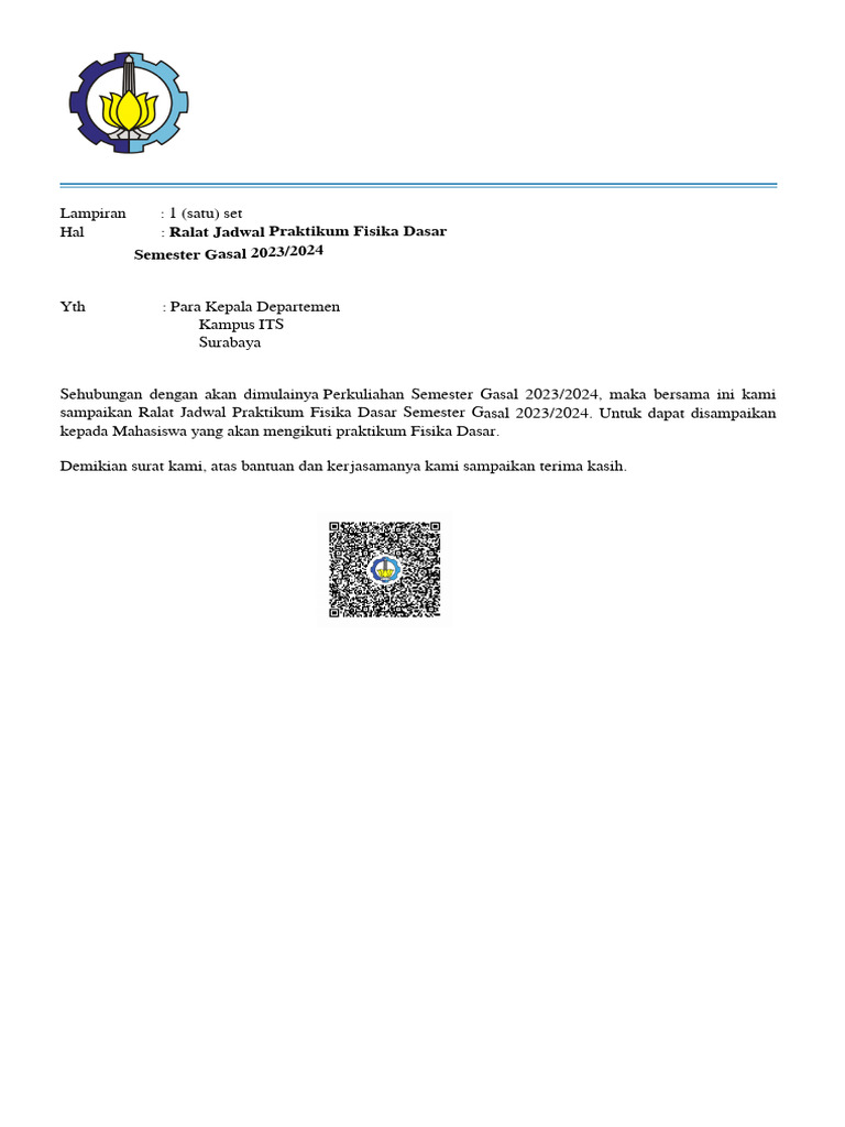Ralat Jadwal Praktikum Fisika Dasar Semester Gasal 2023-2024 (Gabung) | PDF