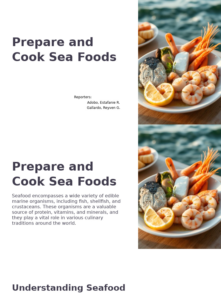 Week 14 15 Prepare and Cook Sea Foods Ad0b0 at Gallardo | PDF ...