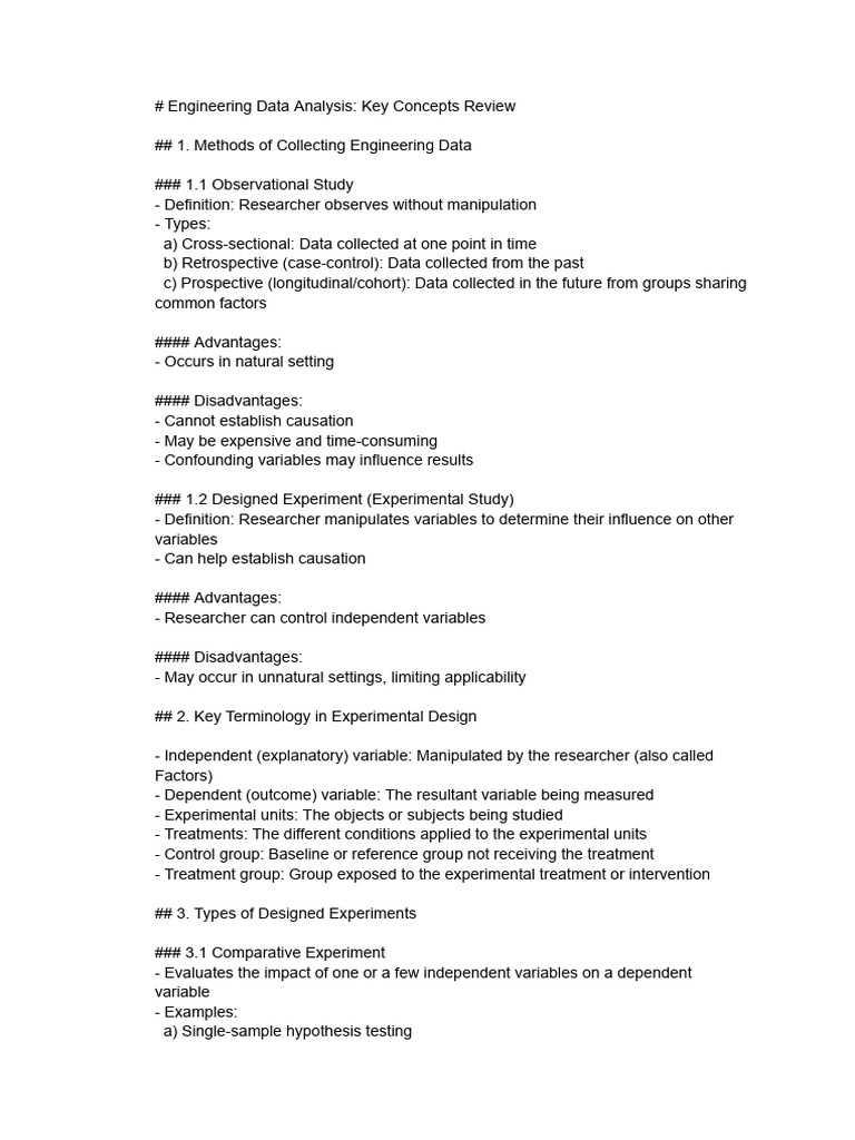 Engineering Data Analysis Guide | PDF | Experiment | Mathematical And ...