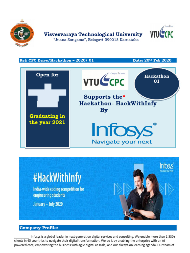 Infosys Hackathon HackWith | PDF