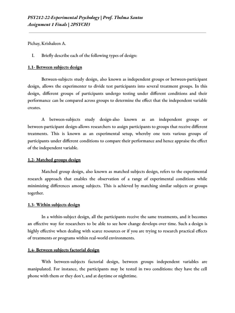 PSY212-22-Experimental Psychology-QUESTIONS FOR REVIEW | PDF ...