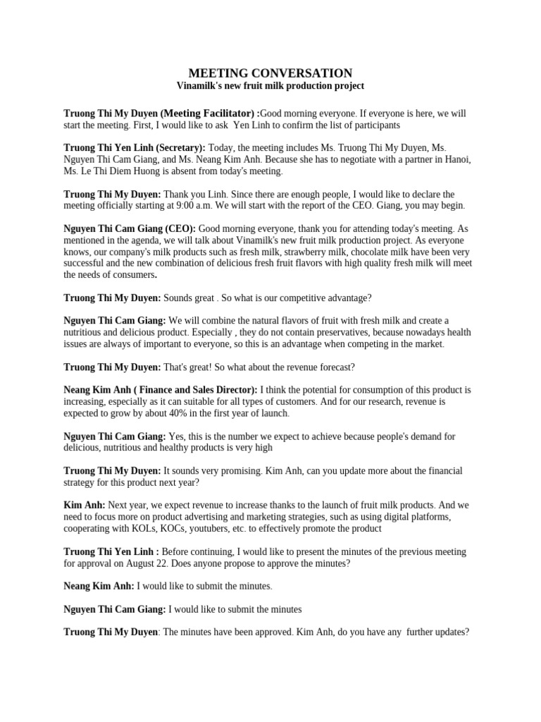 Meeting Conversation | PDF | Business | Business Economics