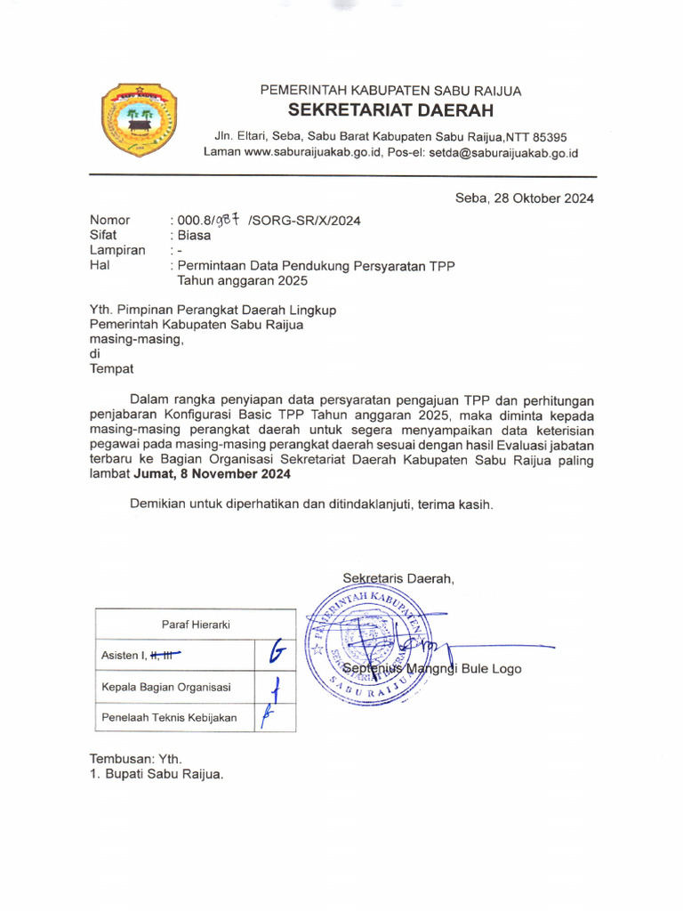 Permintaan Data Pendukung TPP | PDF