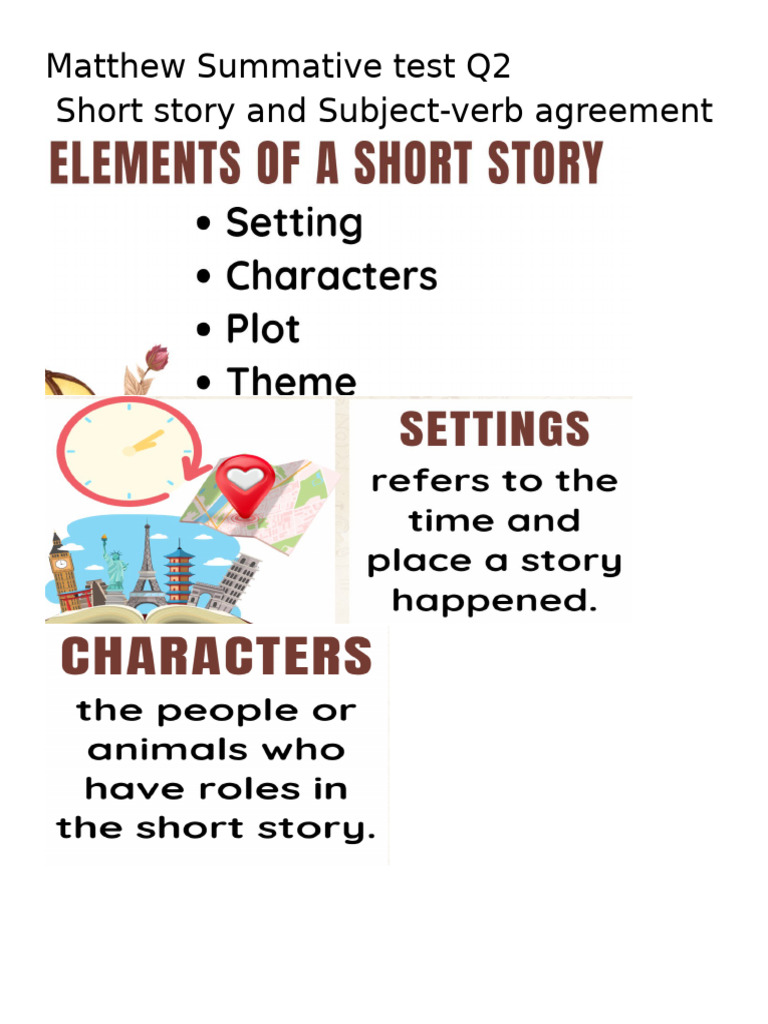 Short Story Elements & Verb Agreement | PDF | Verb | Subject (Grammar)