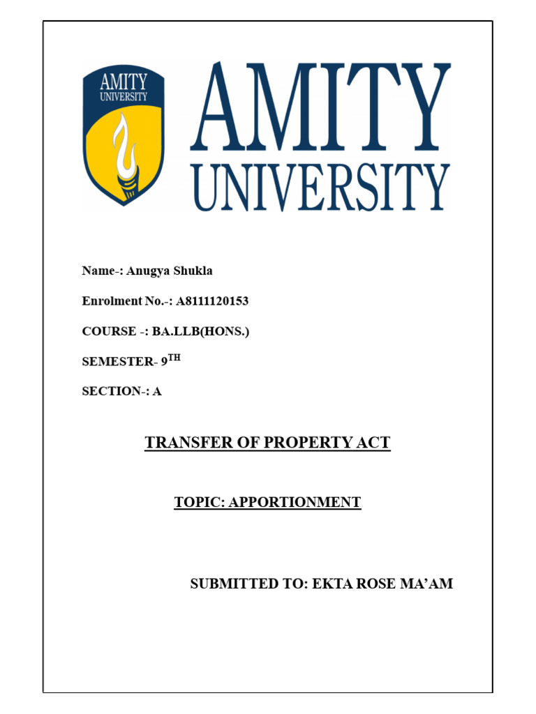 Tpa Assignment Anugya Shukla | PDF | Apportionment | Lease