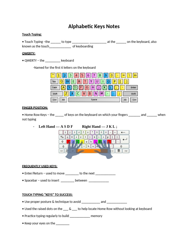 Understanding Alphabetic Keys in Typing | PDF | Home & Garden