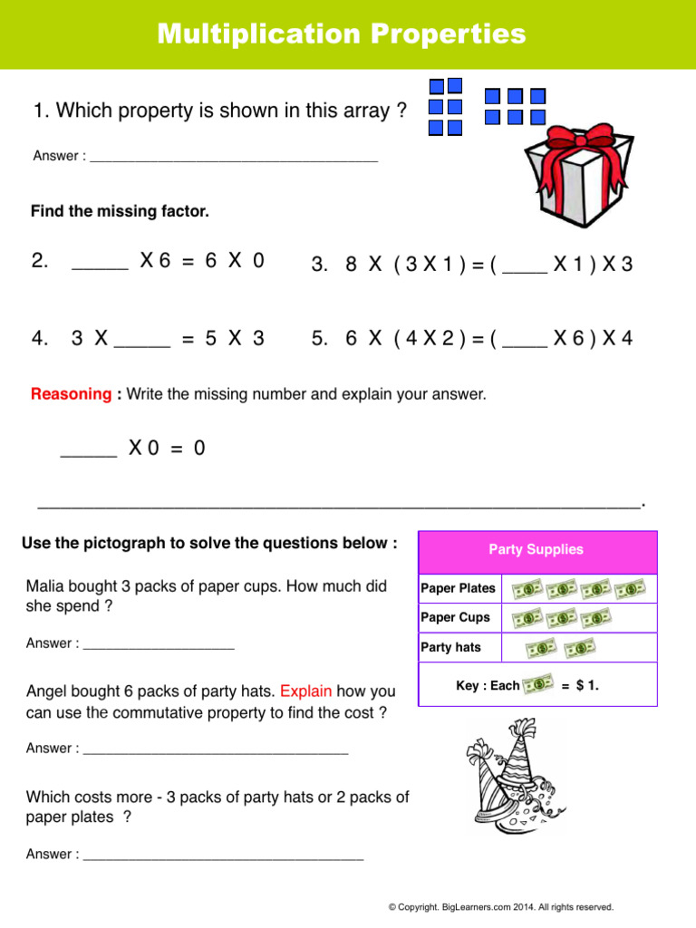 Multiplication Properties 2 | PDF | Teaching Methods & Materials