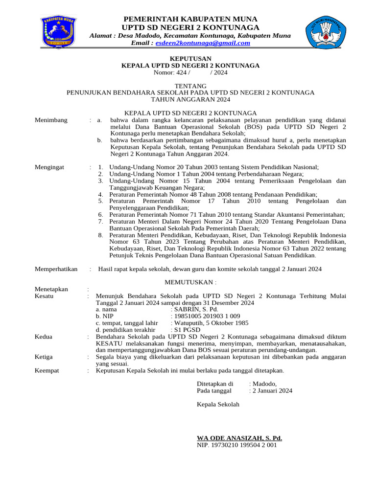 SK Bendahara 2023 | PDF