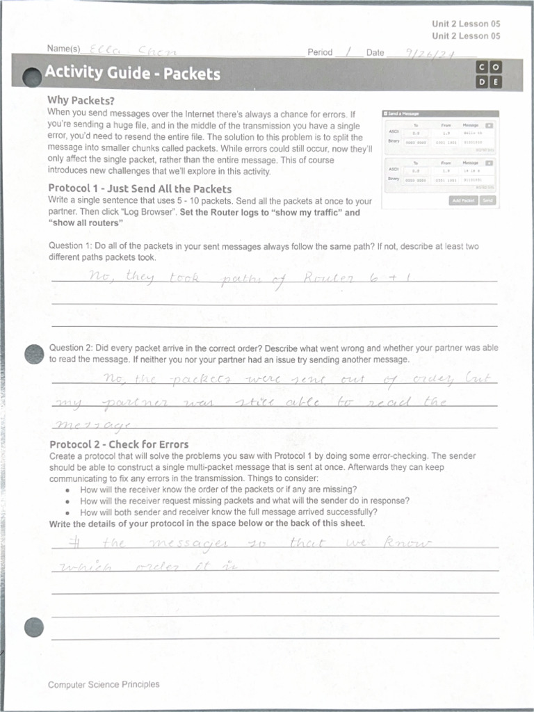 Activity Guide - Packets | PDF