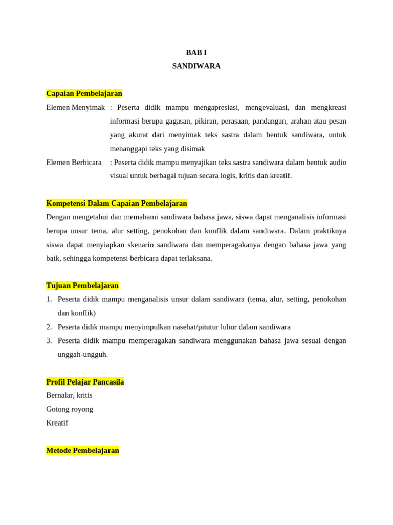 Pembelajaran Sandiwara Jawa | PDF