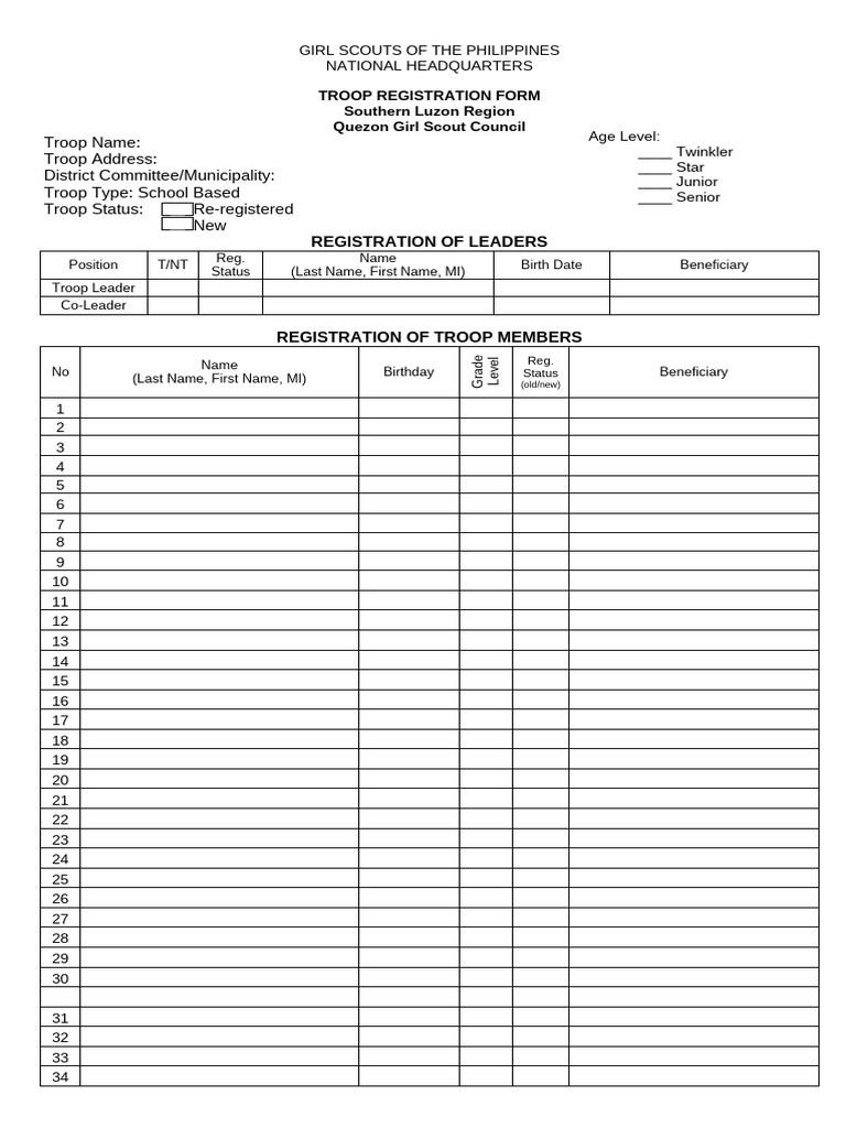 GSP Membership Registration Blank Form 1 | PDF