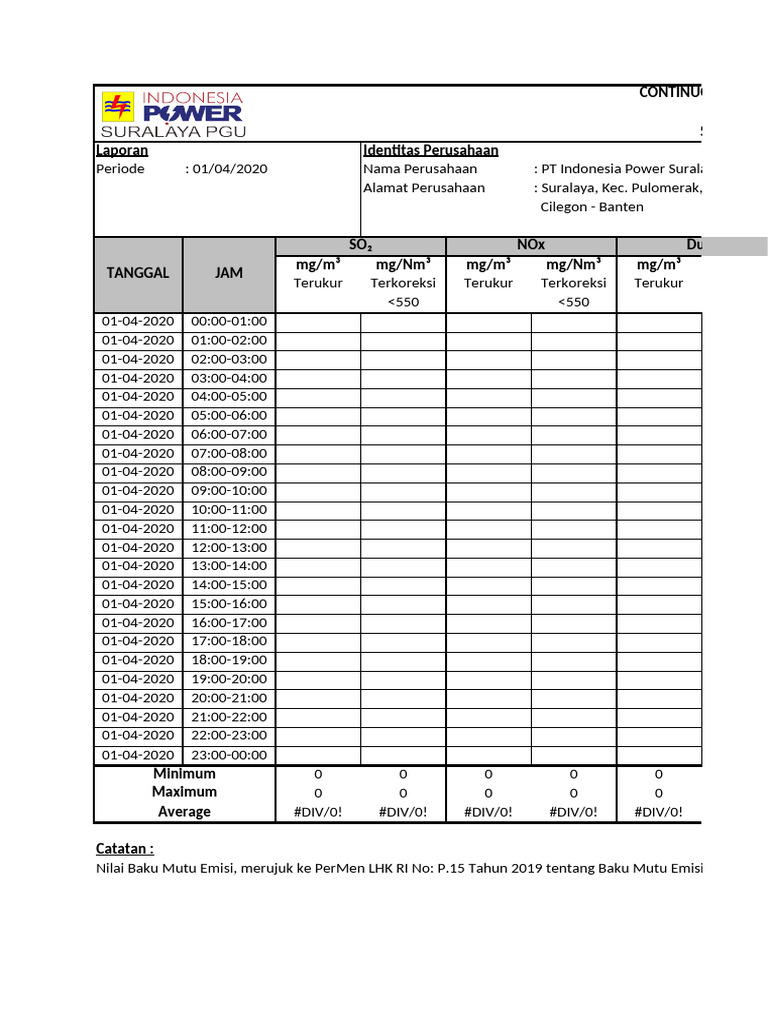 Format CEMS Report Unit 4 & 6 | PDF