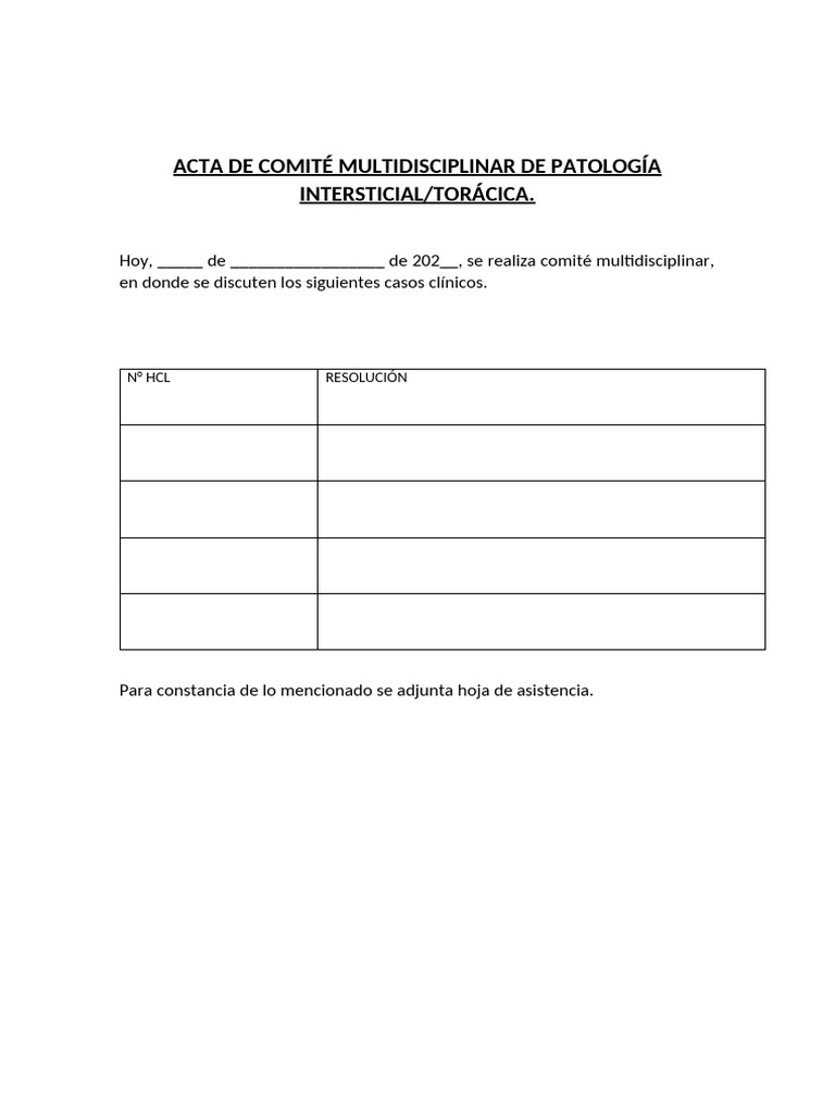 Acta de Comité Multidisciplinar de Patología Intersticial | PDF
