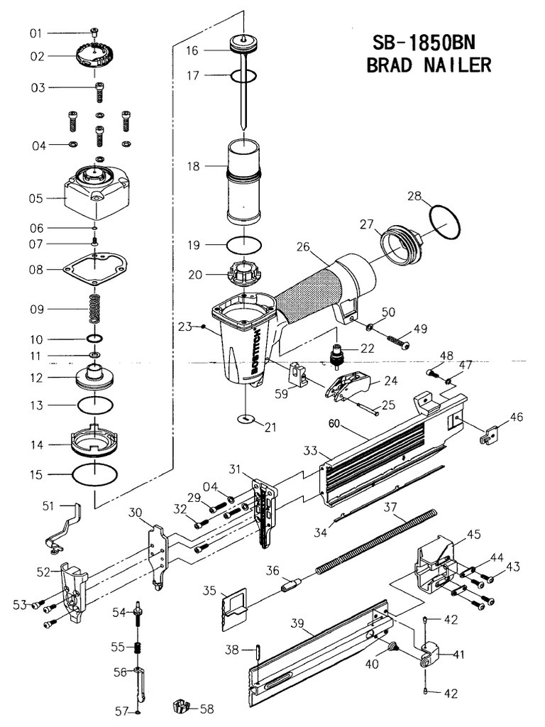 SB-1850BN Brad Nailer Parts List | PDF | Screw
