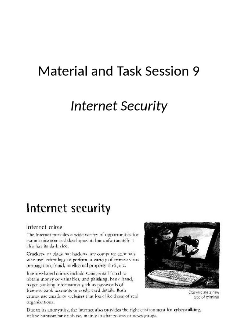 Material and Task 9 - Internet Security | PDF