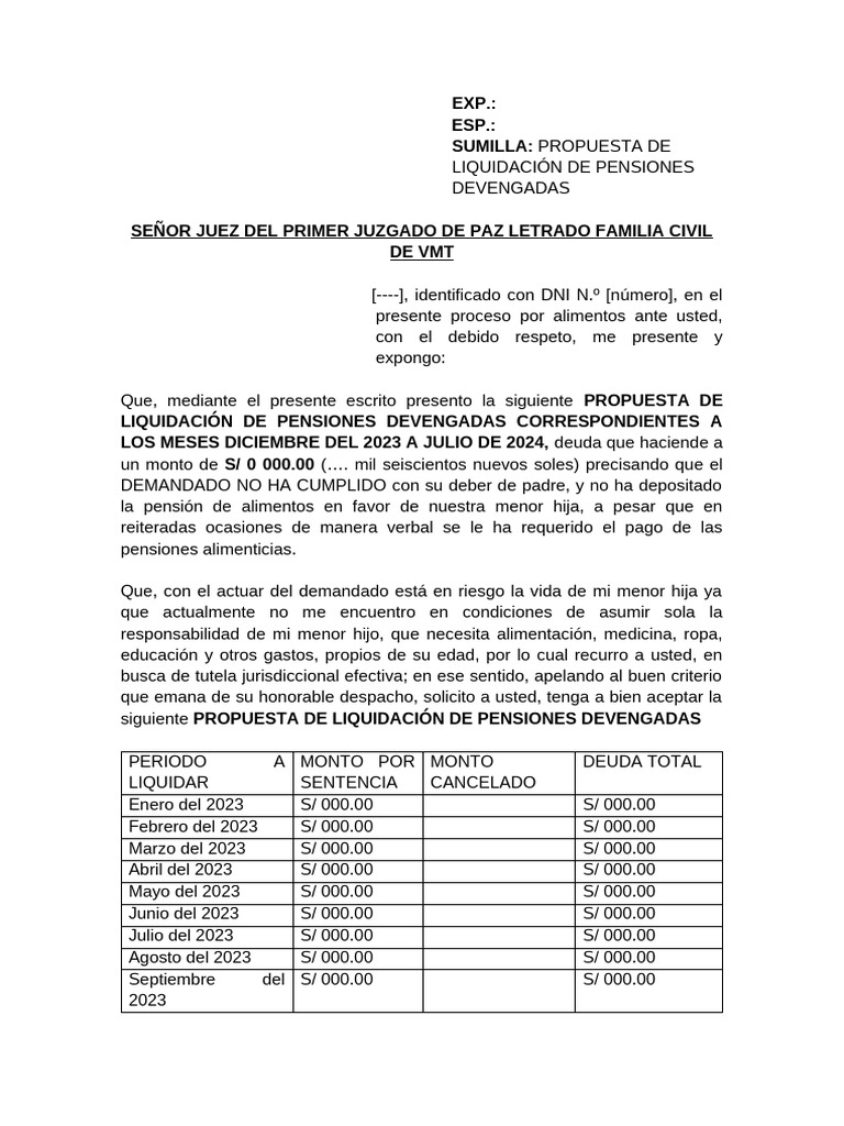 Propuesta de Liquidación de Pensiones Devengadas | PDF | Justicia | Crimen y violencia