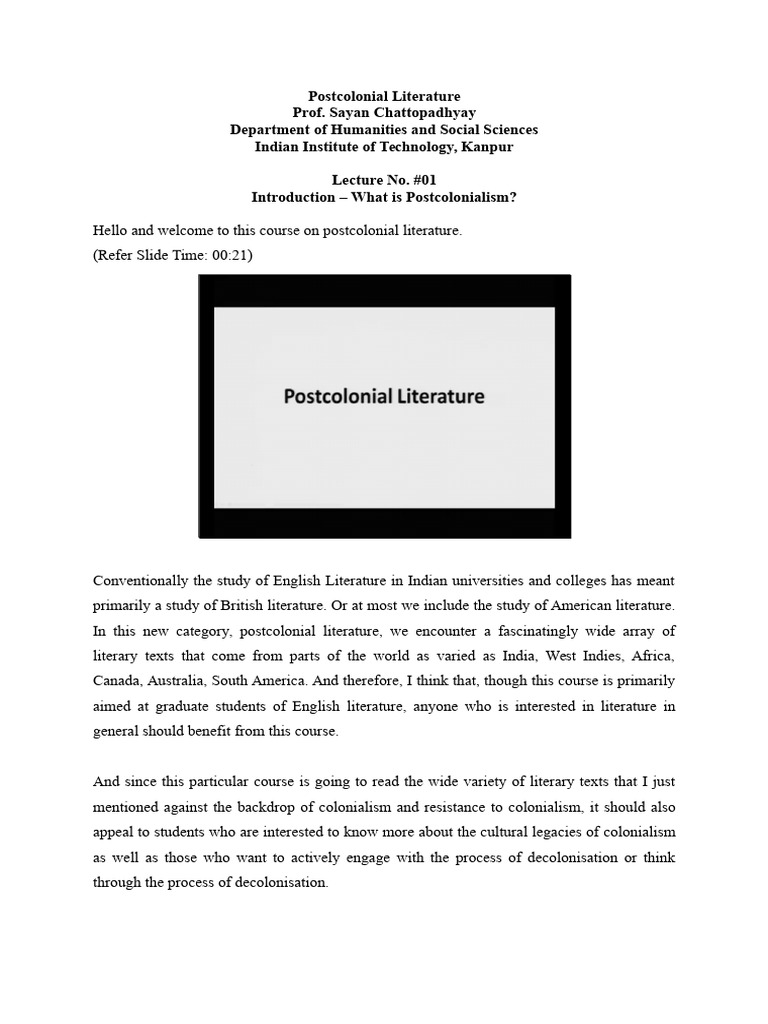 Lec 1 | PDF | Colonialism | Postcolonialism