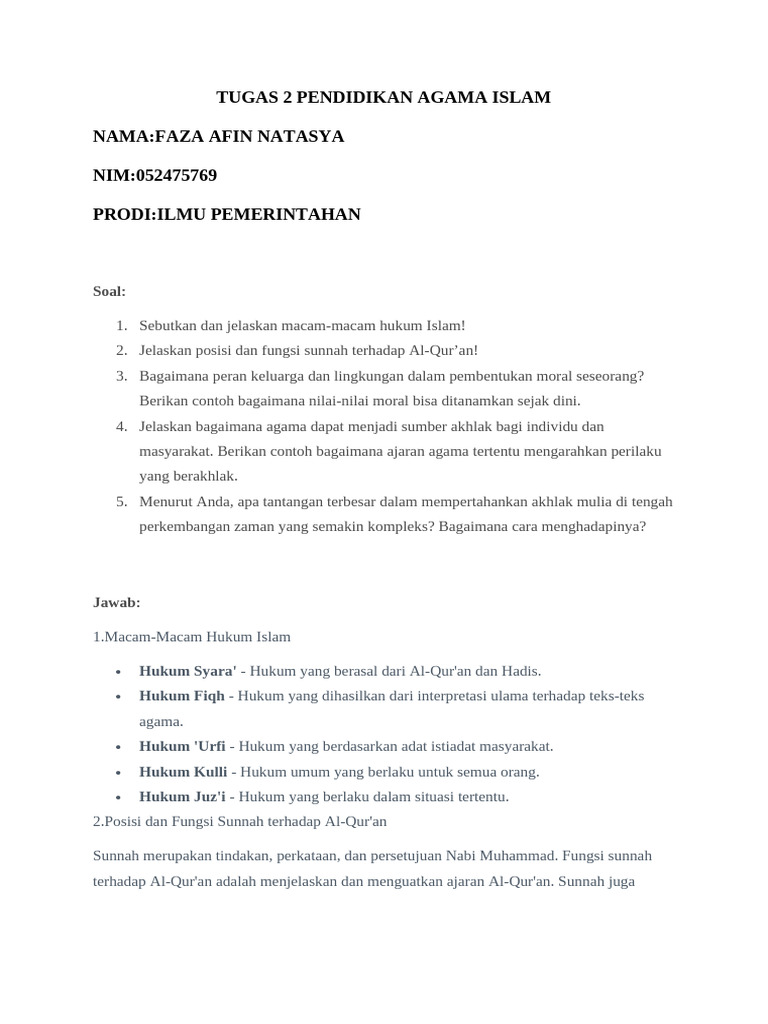 Tugas 2 Pendidikan Agama Islam | PDF