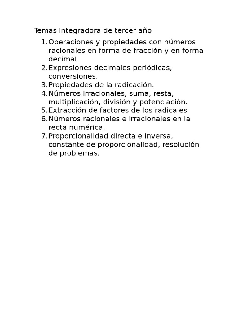 Temas Integradora de Tercer Aã o 2024 | PDF