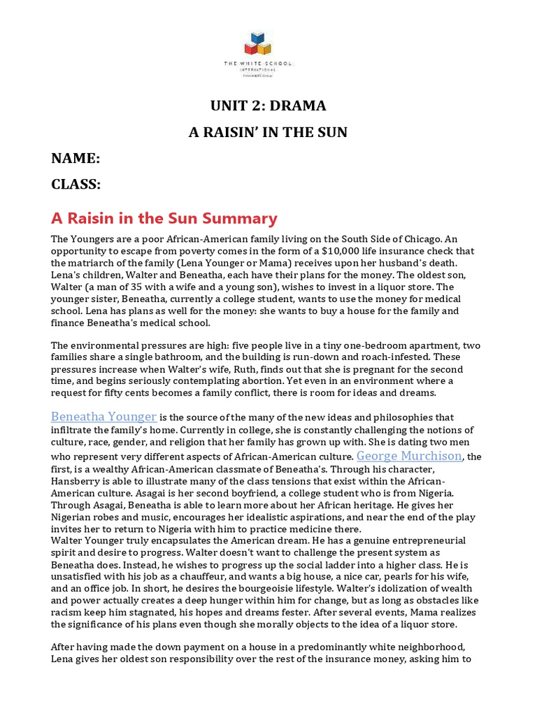 Teacher Ramya - A Raisin in The Sun (M) | PDF