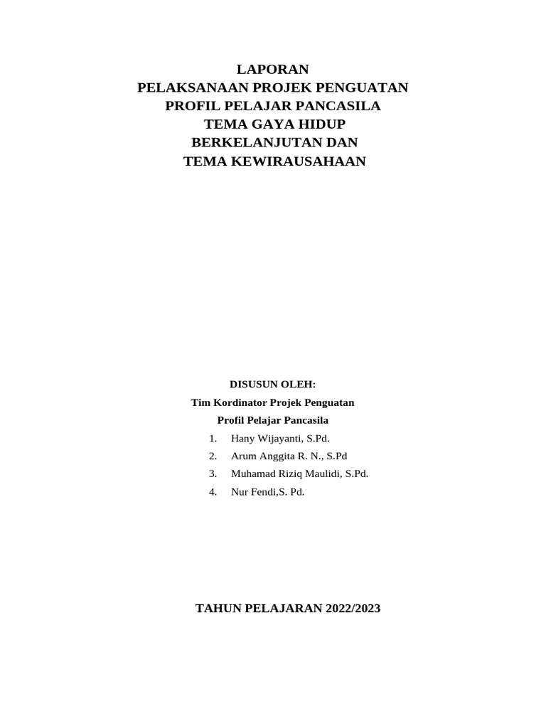 Laporan Projek P5 | PDF | Karier & Perkembangan