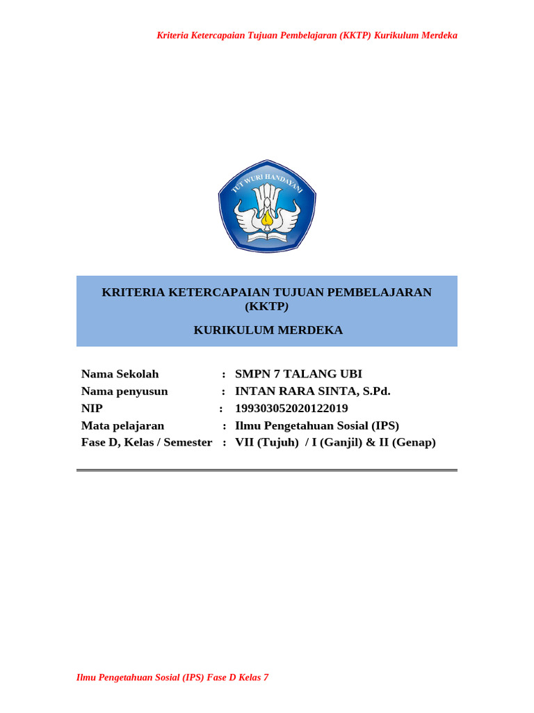 KKTP IPS Kelas 7 Kurikulum Merdeka | PDF