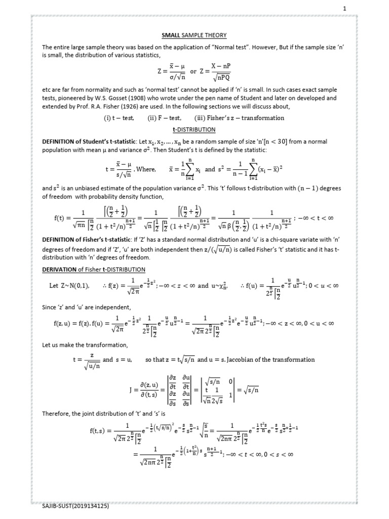 T Distribution | PDF | Normal Distribution | Mean