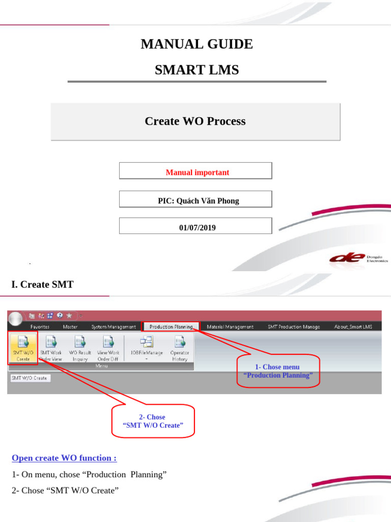 SMT WO Creation Guide | PDF