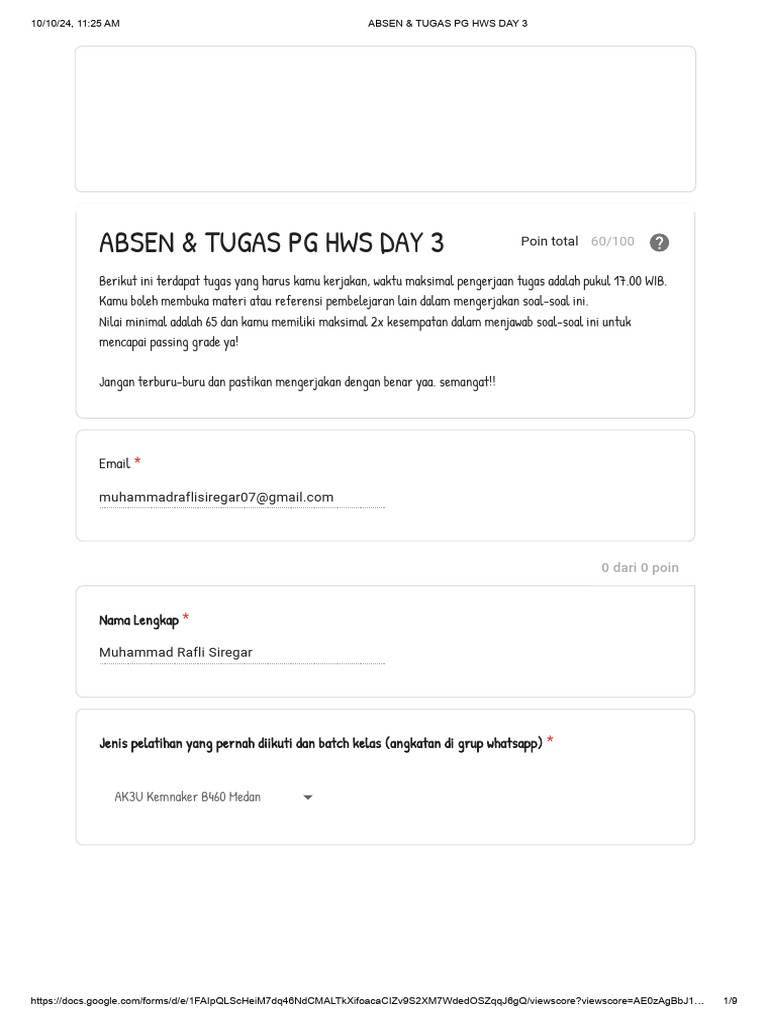 Absen & Tugas PG HWS Day 3 | PDF