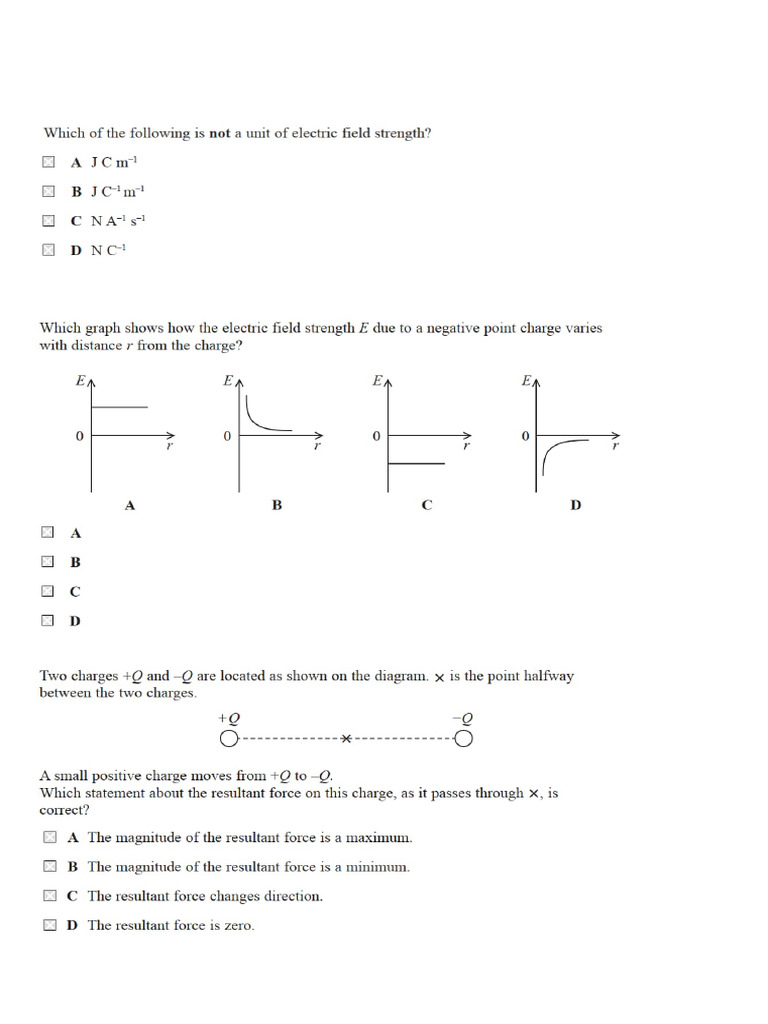 QP Electric Fields Final - MCQ WM | PDF | Bachelor Of Science ...