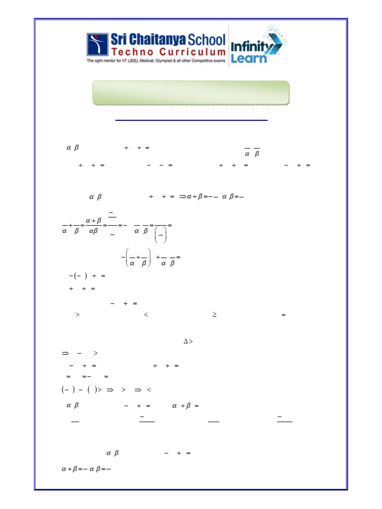 IX CLASS - KAT - MAT - Quadratice Equations - WS-1 - Sol | PDF ...