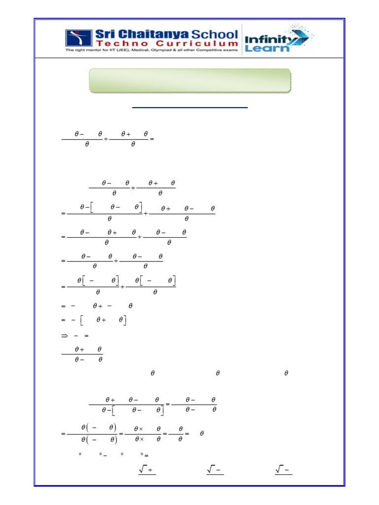 IX Class - KAT - MAT - TRIGONOMETRY - WS-1 - SOL | PDF | Mathematics