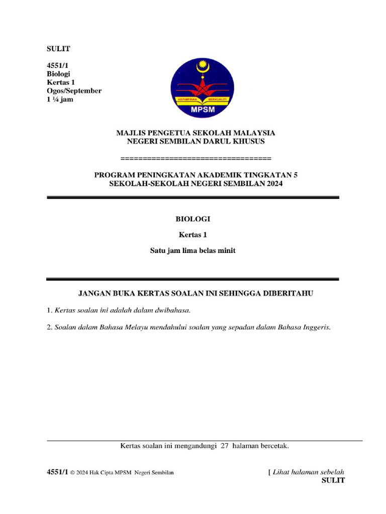 N9 2024 - Bio1 | PDF