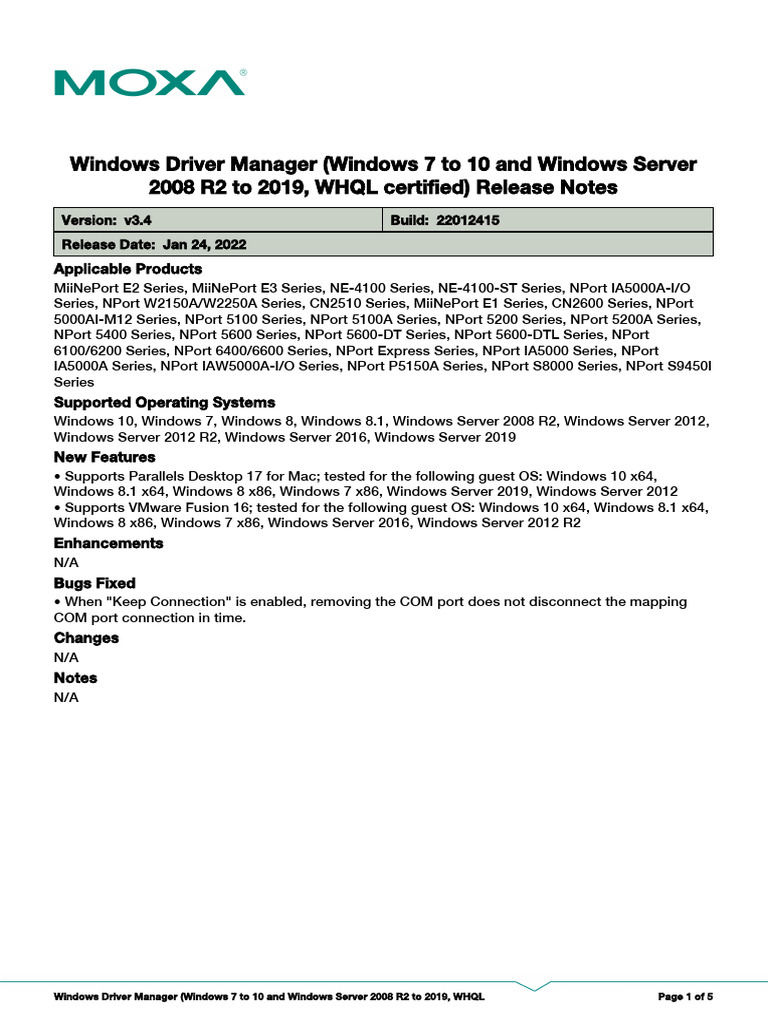 NPort 5600-DT Series - Moxa-Windows-Driver-Manager-Win-7-10-And-Win-Server-2008-R2-2019-Whql ...
