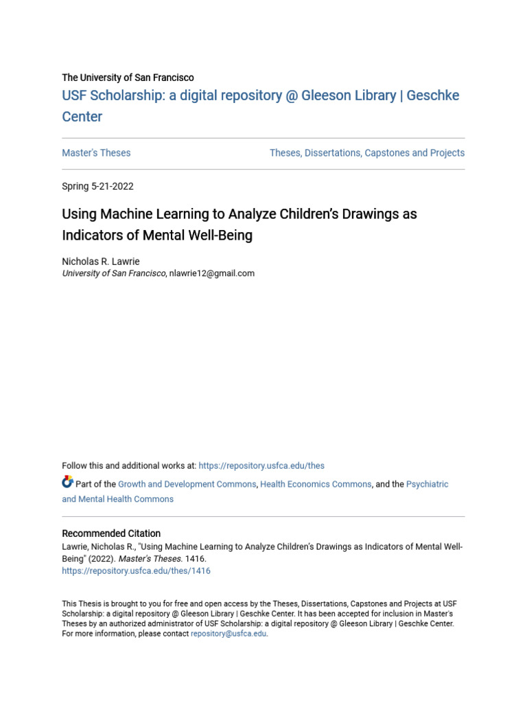 Using Machine Learning To Analyze Children - S Drawings As Indicato ...
