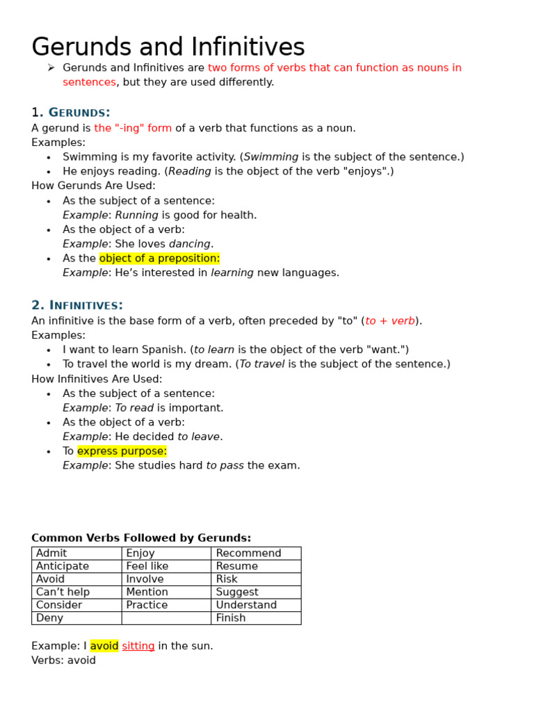 Riq Gerunds and Infinitives | PDF | Language Arts & Discipline
