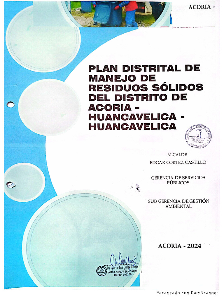 Plan Distrital de Manejo de Rrss Del Distrito de Acoria - Huancavelica ...