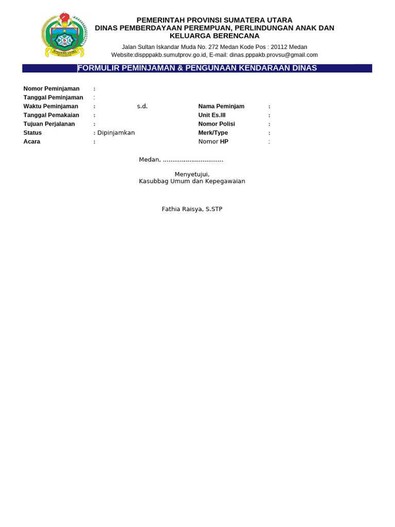 Form Pinjam Kenderaan | PDF