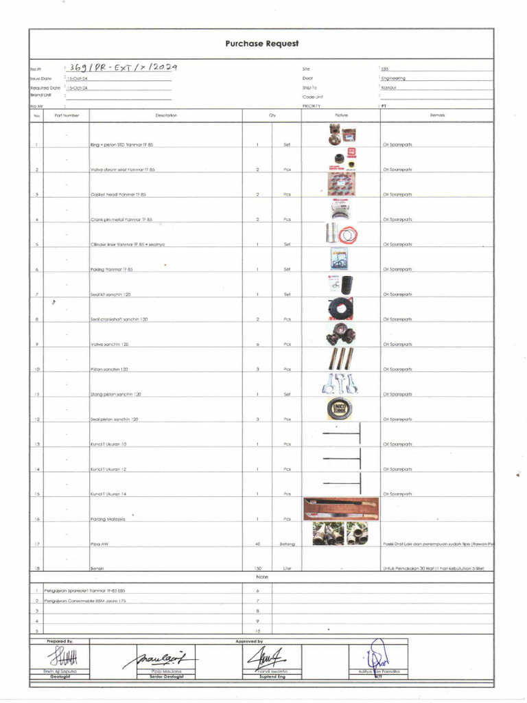 369 - Sparepart Yanmar TF-85 EBS Dan Consumable BBM Jacro 175 | PDF