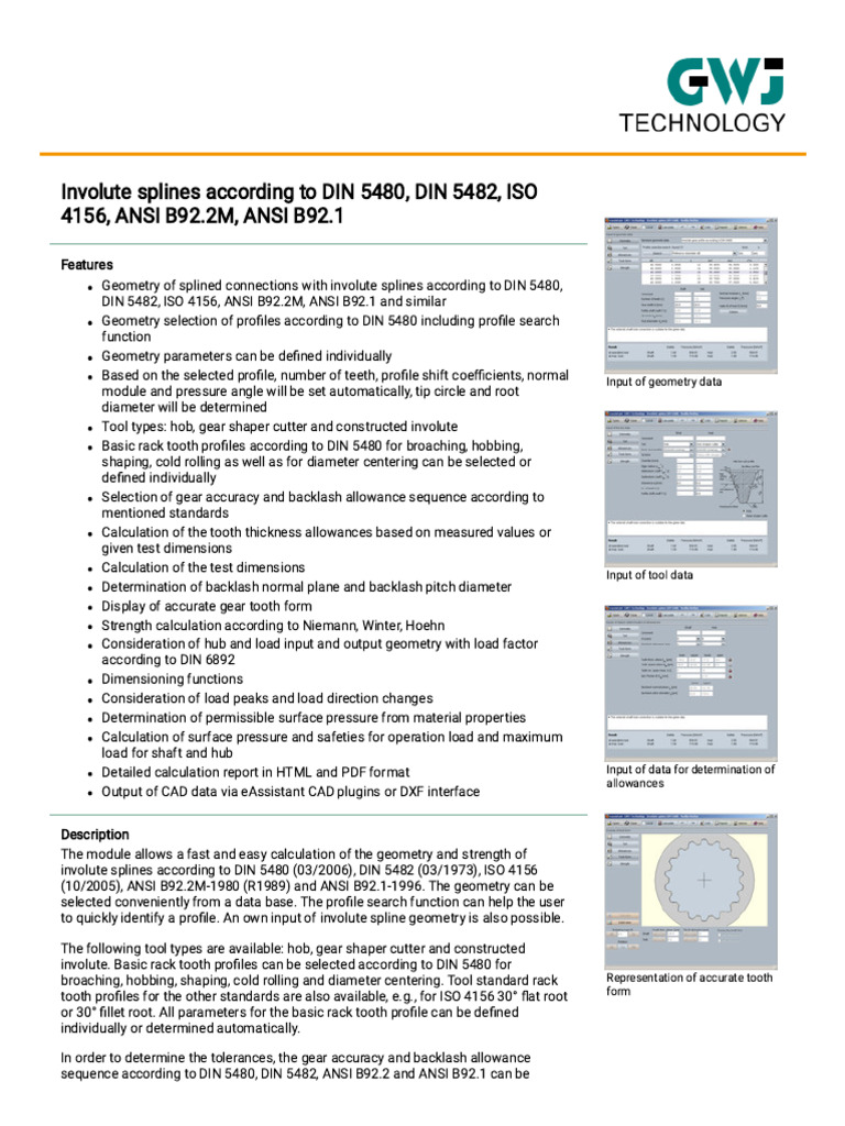 GWJ Eassistant - Involute Splines According To DIN 5480, DIN 5482, ISO ...