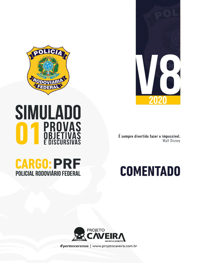 01º Simulado Completo - PRF V8 (Gabarito) | PDF | Brasil | Science