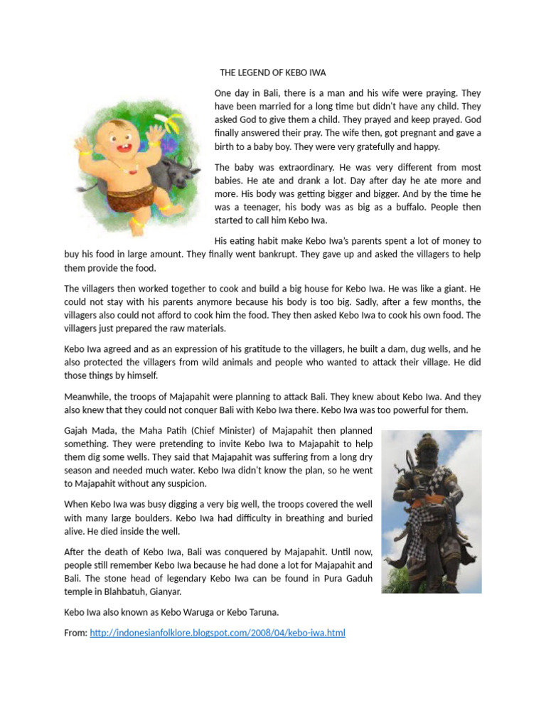 The Legend of Kebo Iwa | PDF