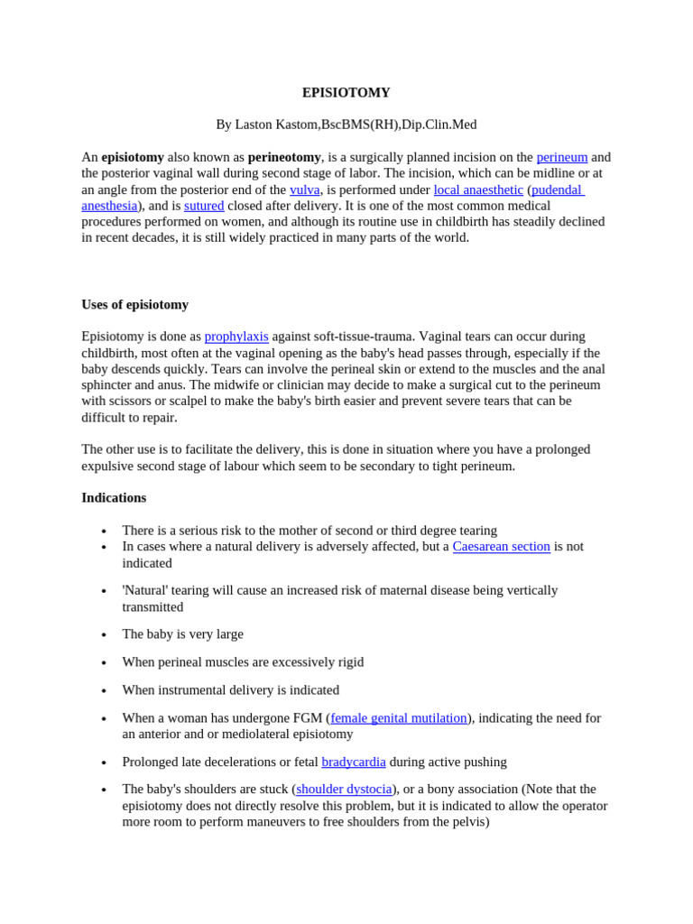 Episiotomy Also Known as Perineotomy | PDF | Human Reproduction ...