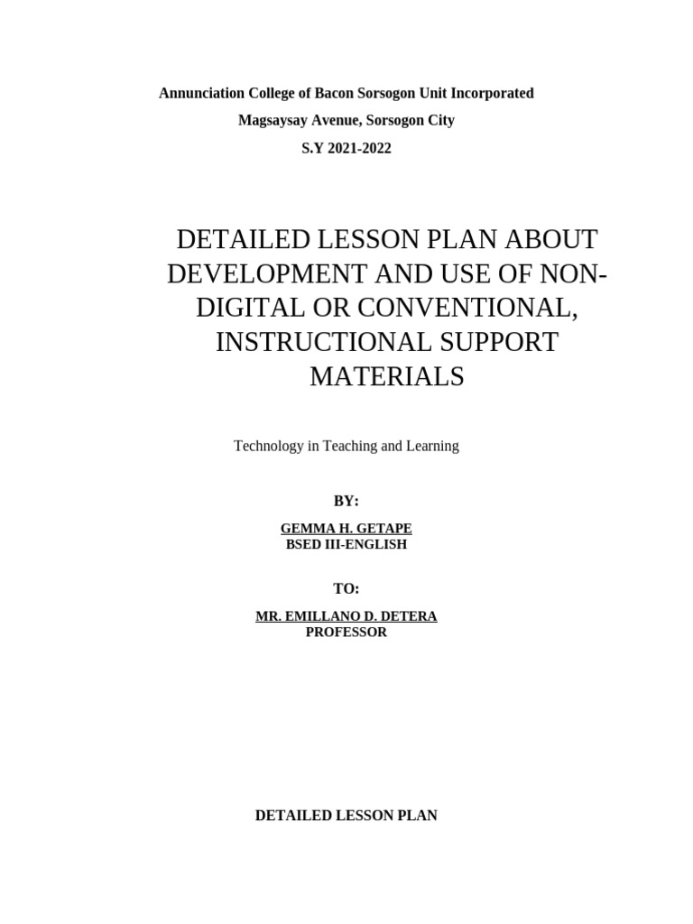 MY LESSON PLAN.edited | PDF | Learning | Lesson Plan