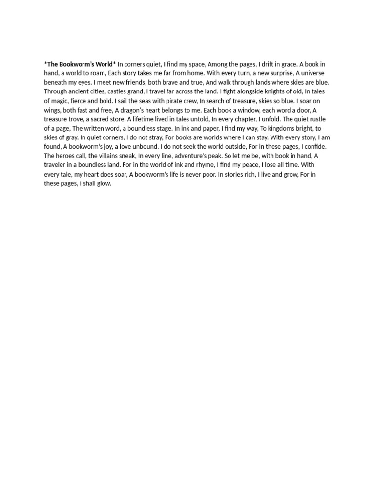 The Bookworms' Story | PDF