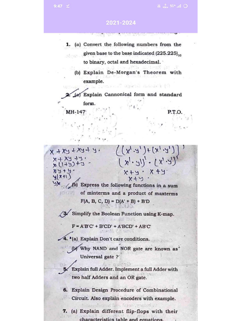 Logic Design 5y Pyq | PDF