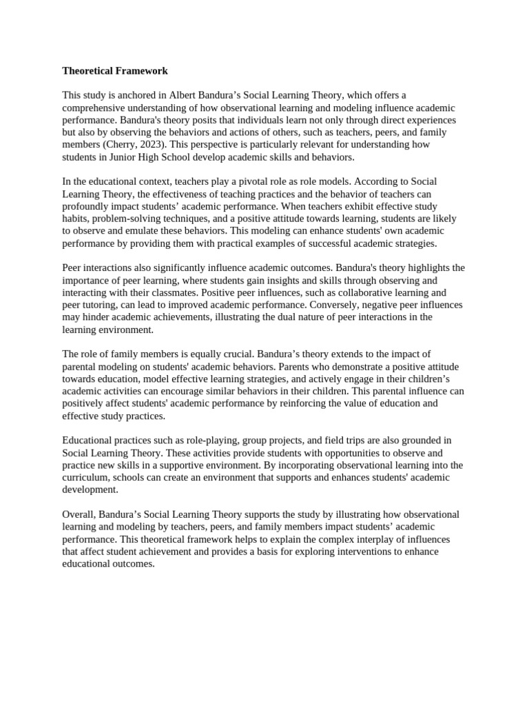 Theoretical Framework | PDF | Learning | Cognition