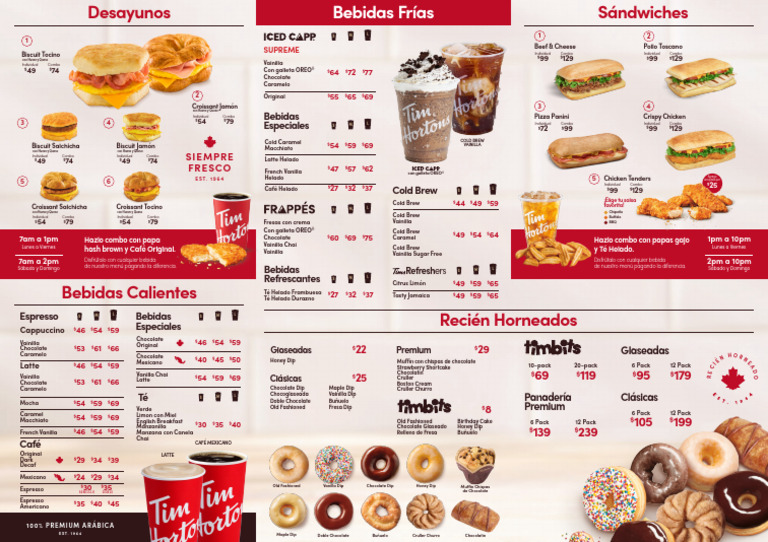 MTY Tim Hortons Menu 2023 Biblioteca | PDF | Alimentos | Cocina