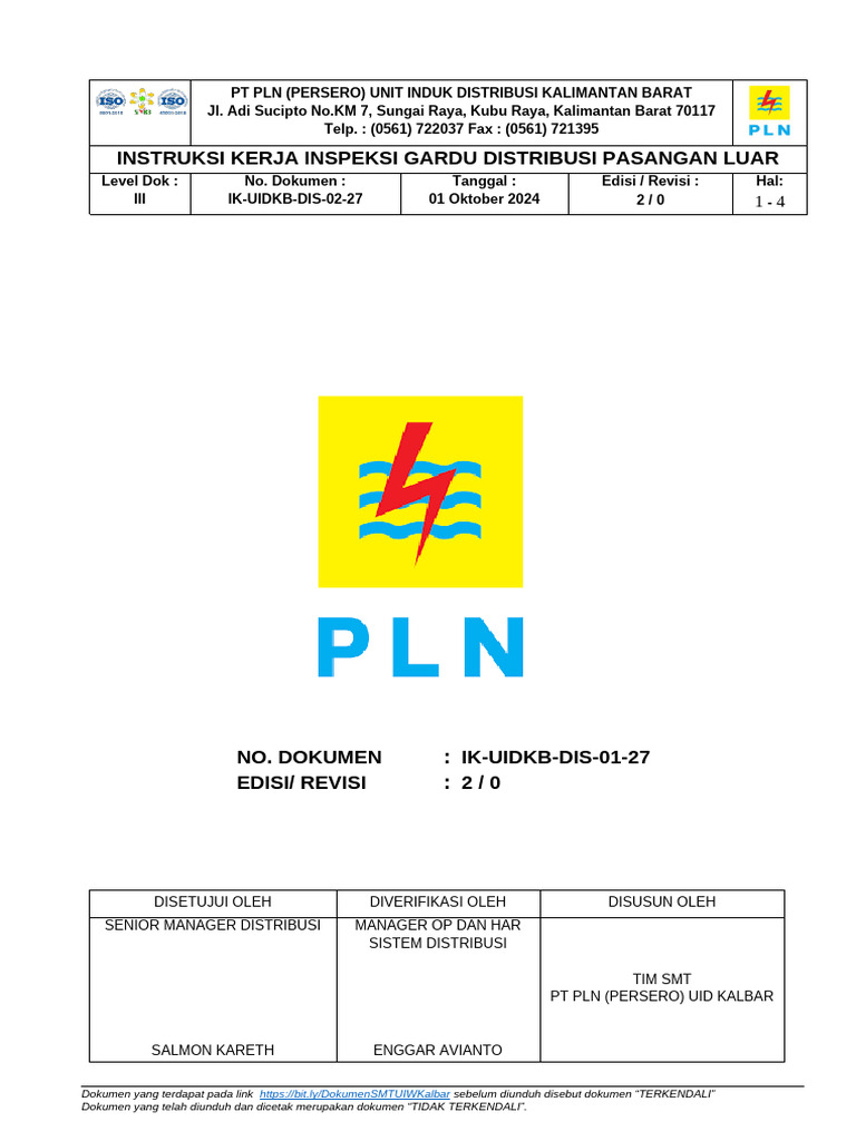 Inspeksi Gardu Distribusi Pasangan Luar | PDF | Teknologi & Rekayasa