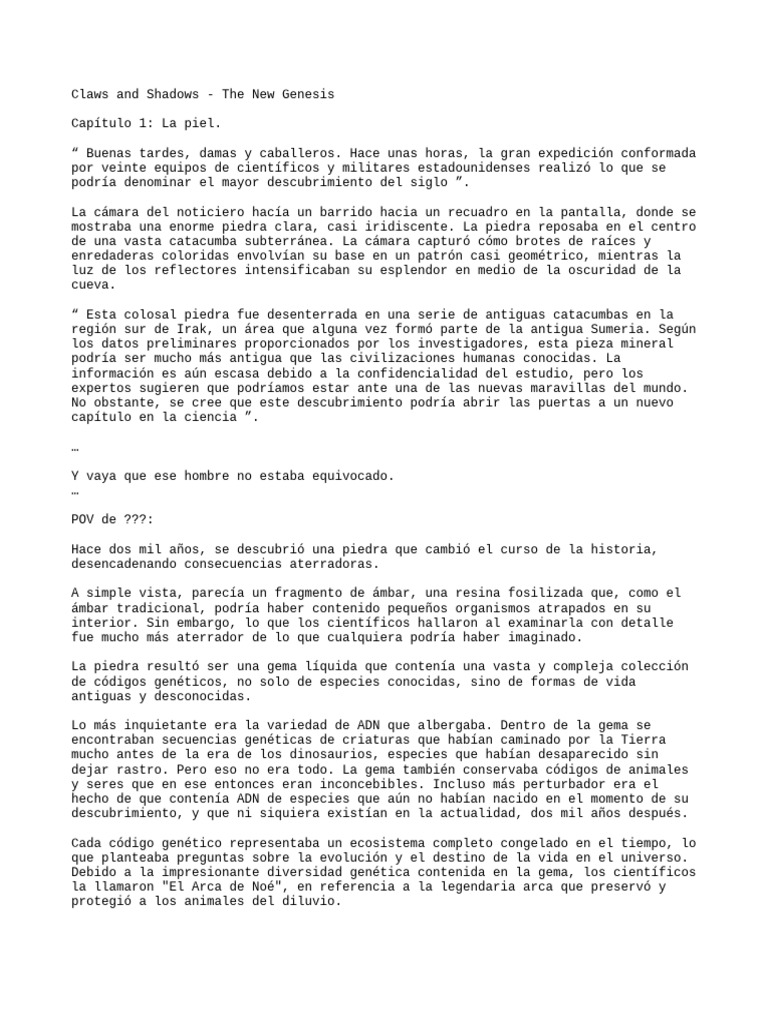 Claws and Shadows - Fic - 1 | PDF | Arca de Noé | Mito de la inundación